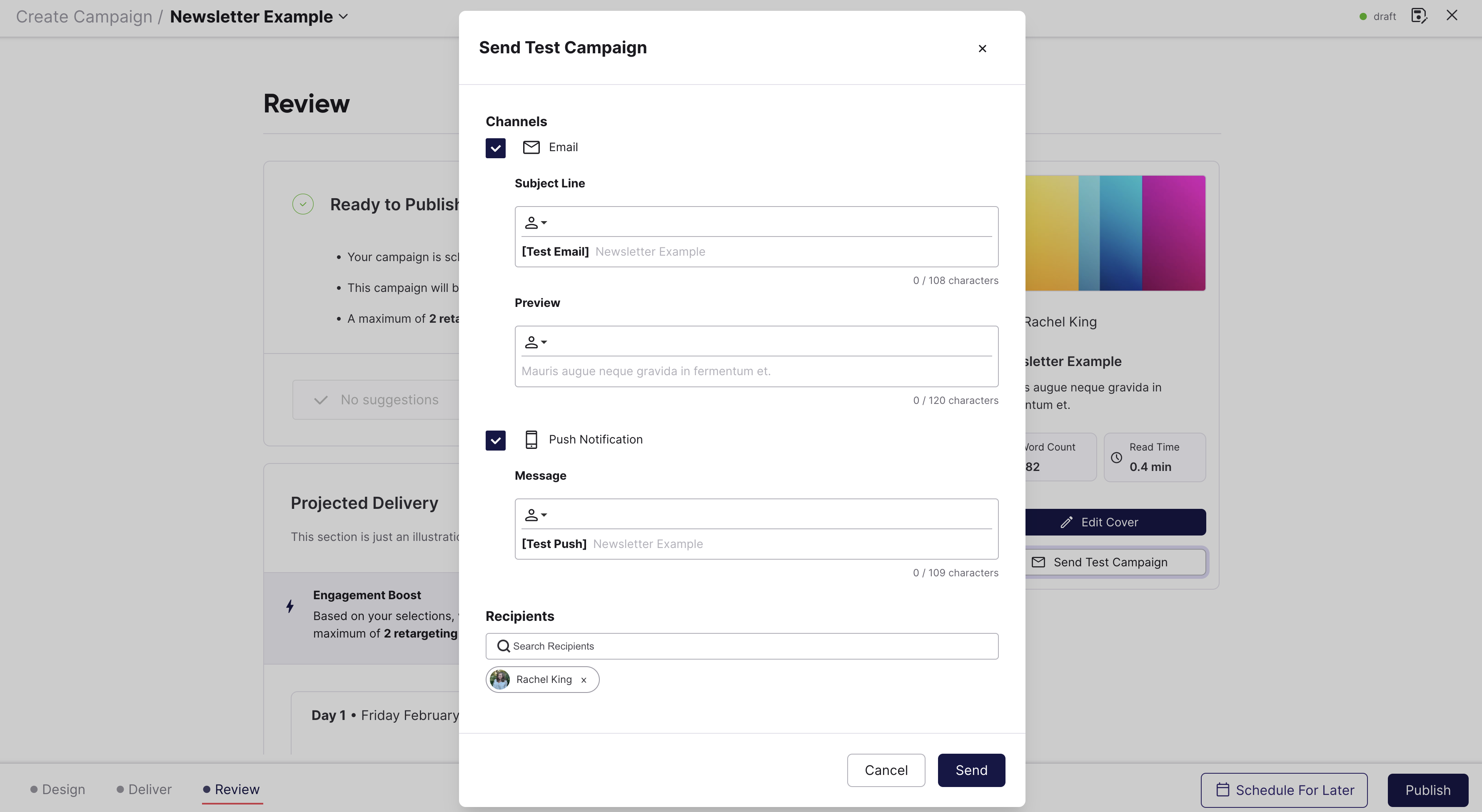 Send a Test Campaign – Firstup